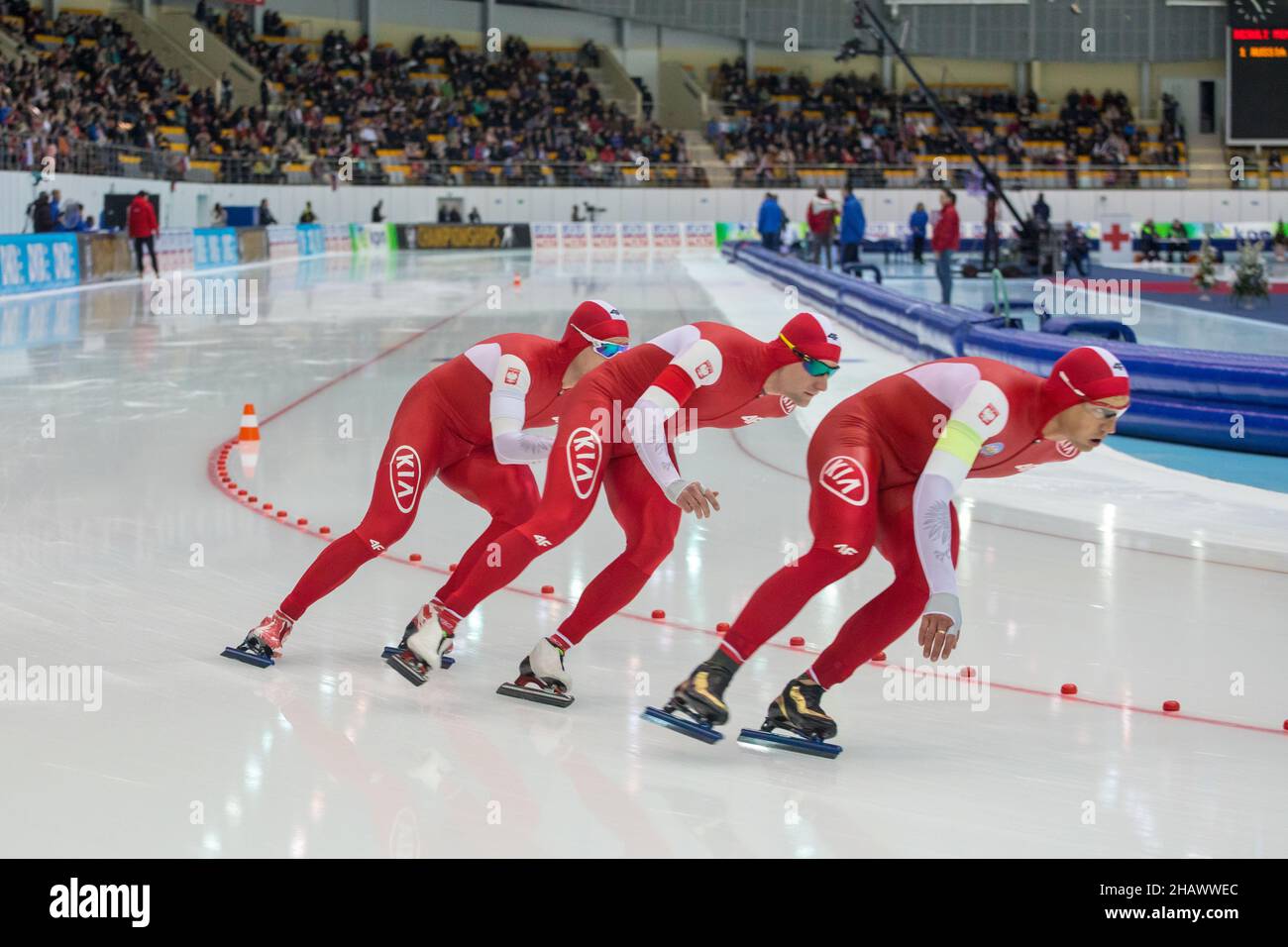 ISU European Speed Skating Championships. Athlete on ice. Classic speed ...