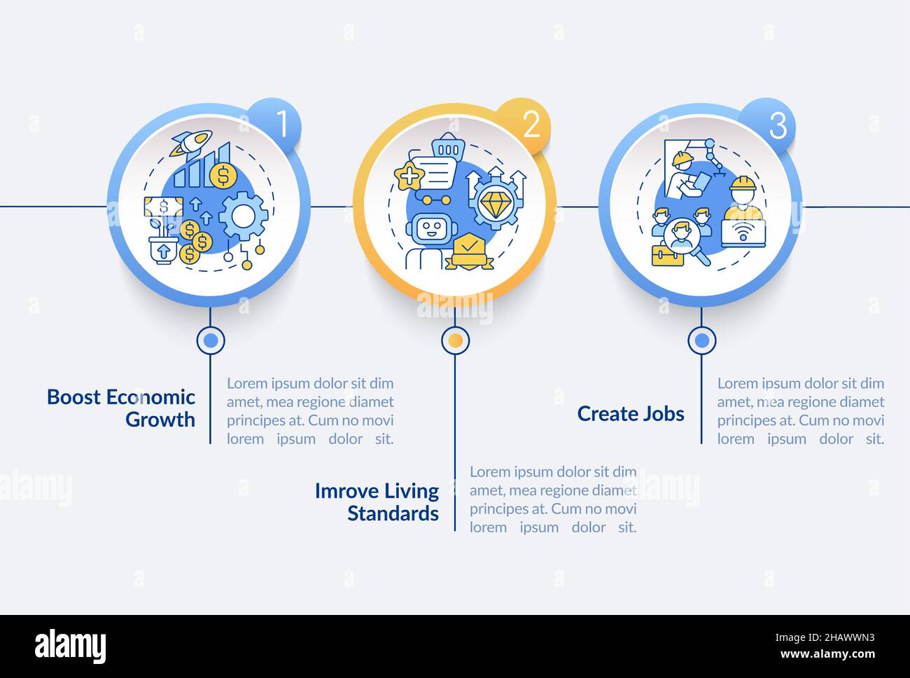 Positive automation impact on society circle infographic template Stock ...