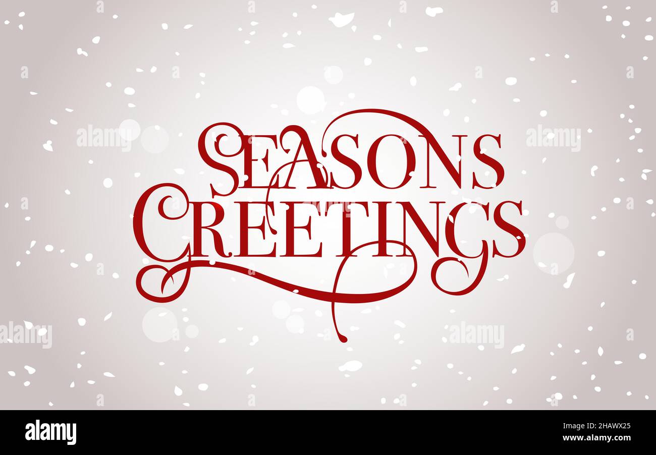 Seasons Greetings lettering card, hand sketched badge, icon typography ...
