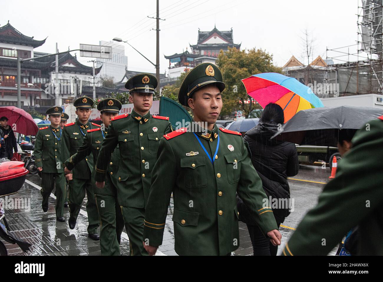China, Shanghai, Soldiers parade in the city center Stock Photo - Alamy