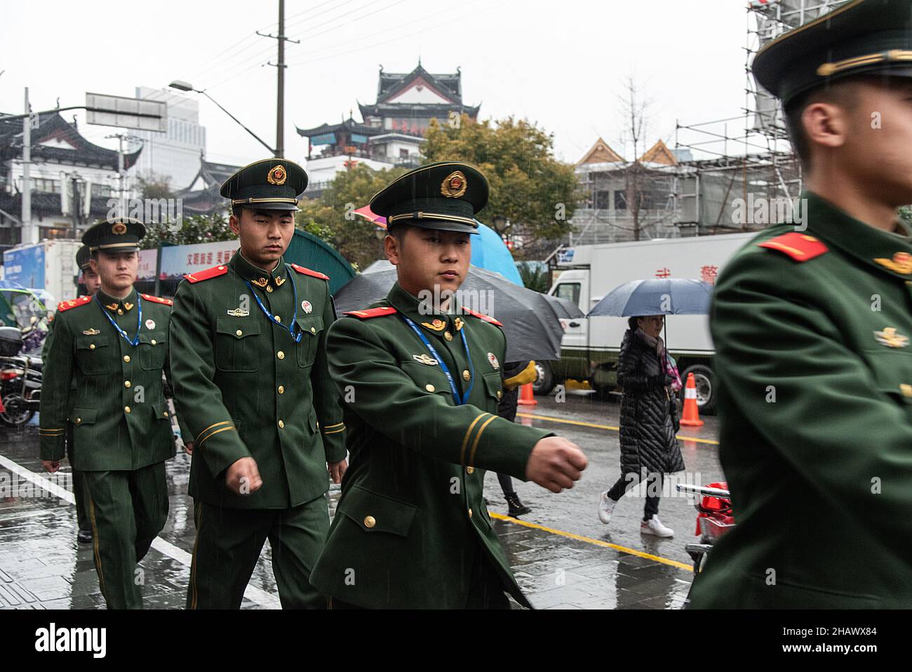 China, Shanghai, Soldiers parade in the city center Stock Photo - Alamy
