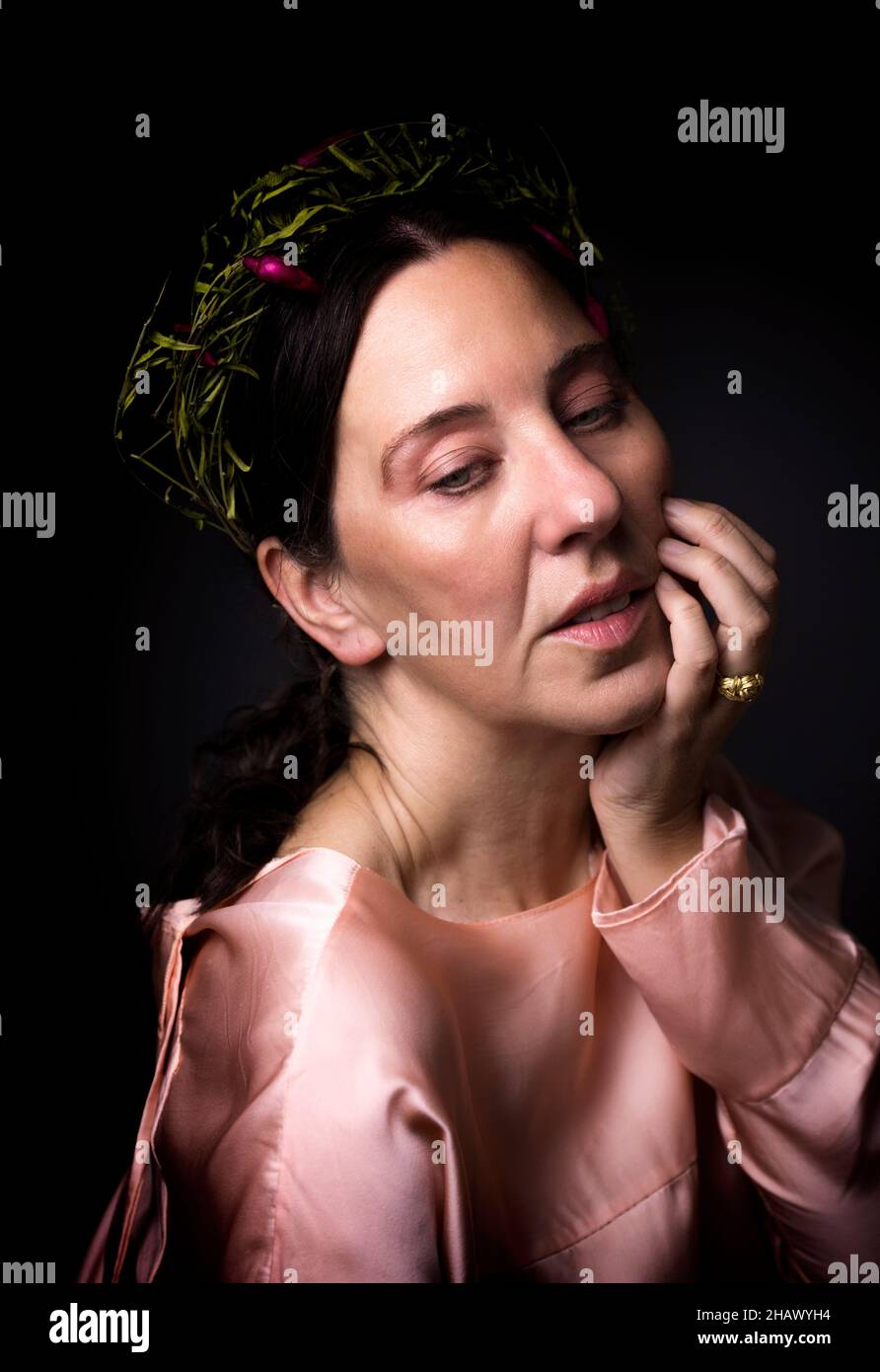 portrait of lady in pink XI Stock Photo - Alamy