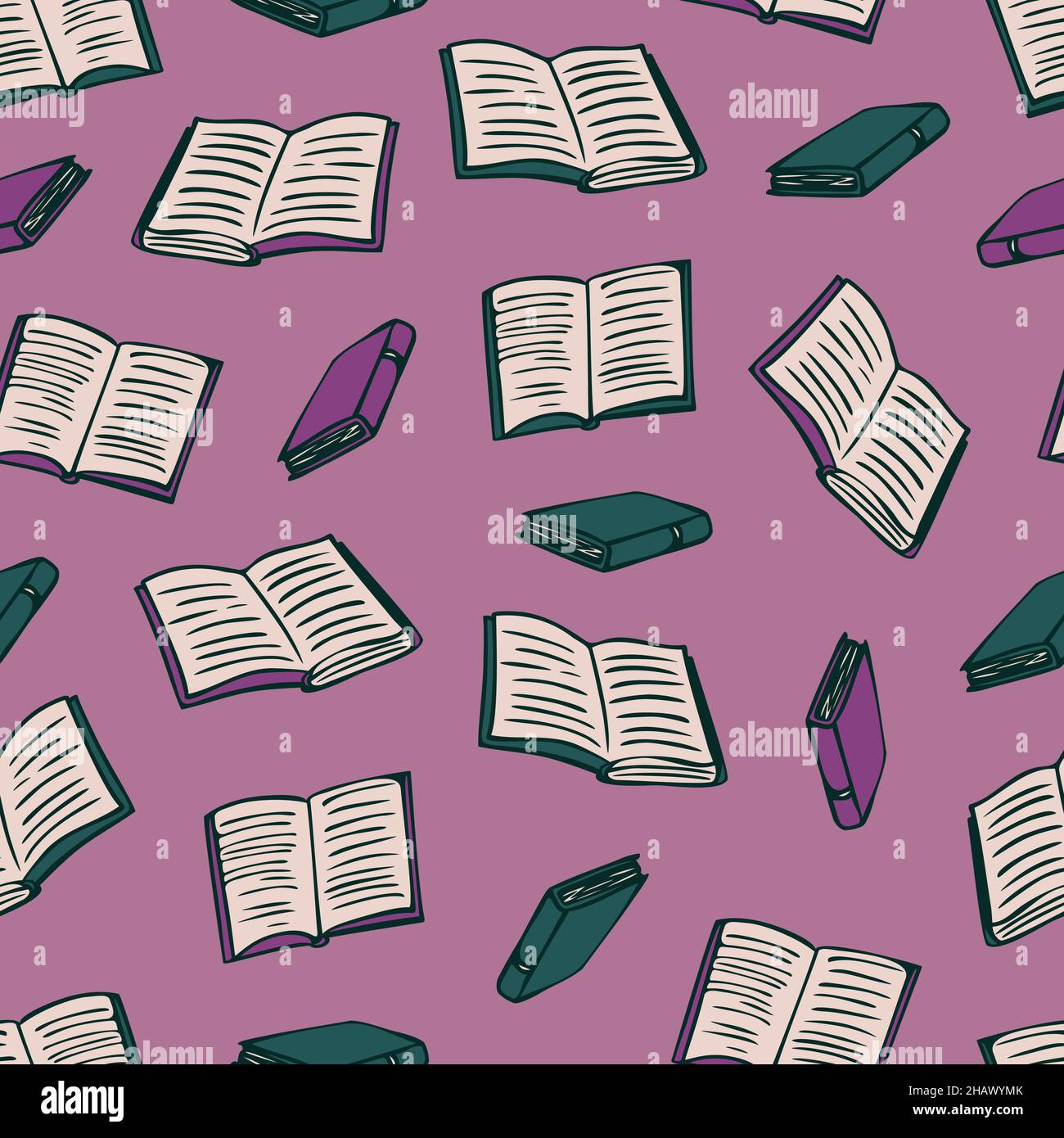 Vector seamless pattern with books. Hand drawn design Stock Vector ...
