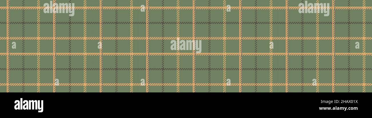 Military green check plaid vector border. Seamless gingham swatch for ...