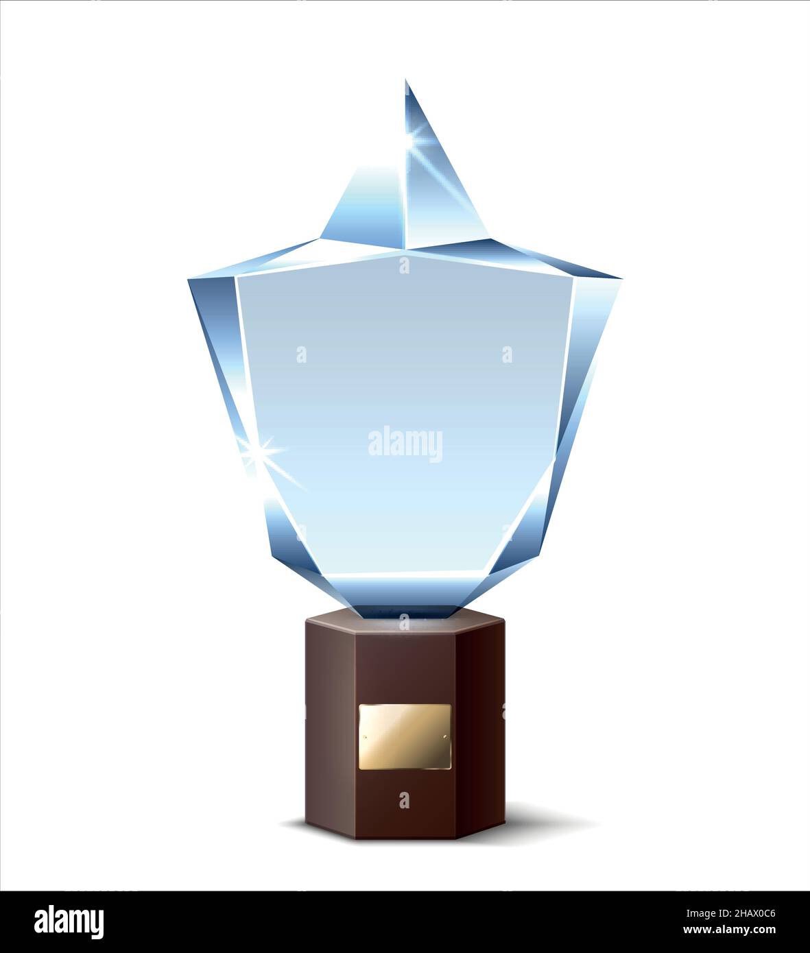 Acrylic trophy award with blank winner label in modern realistic style ...