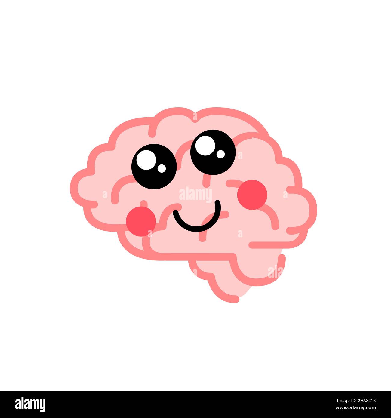 Human brain with cute face, medical icon on white Stock Vector Image ...
