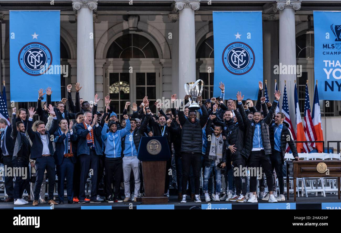 New York, United States. 14th Dec, 2021. Celebration for NYCFC winning ...