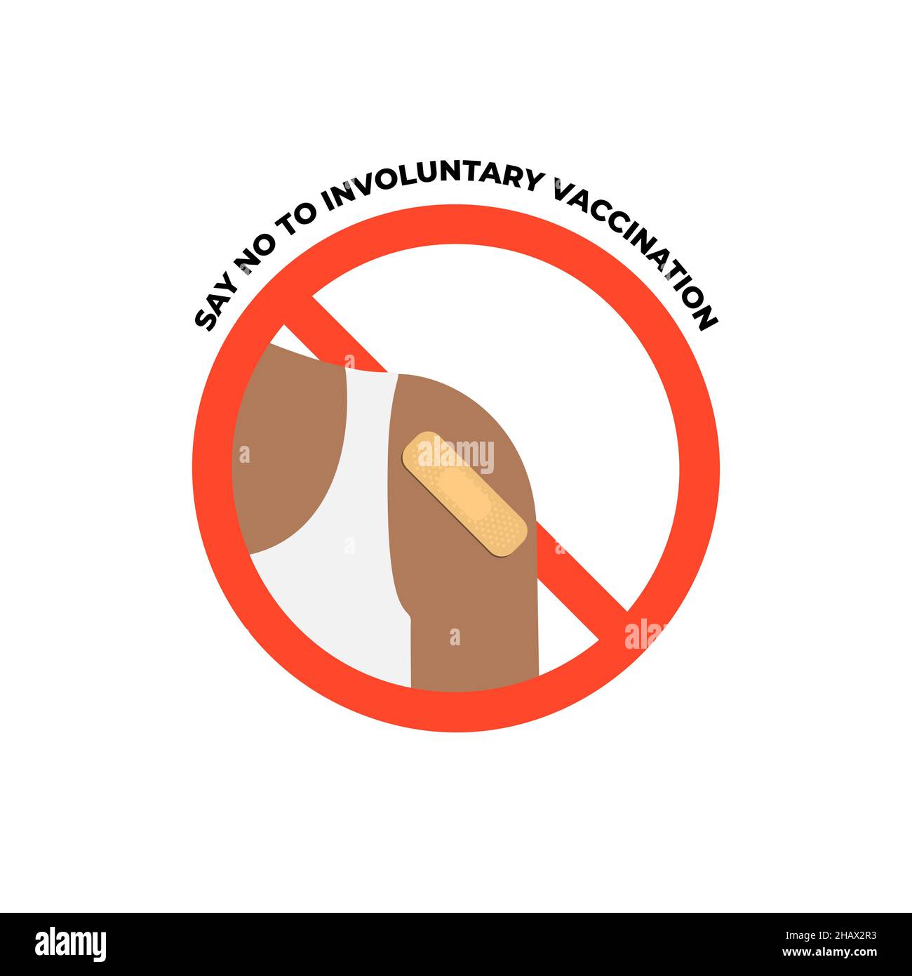 Prohibition sign with human shoulder illustration, text say no to ...