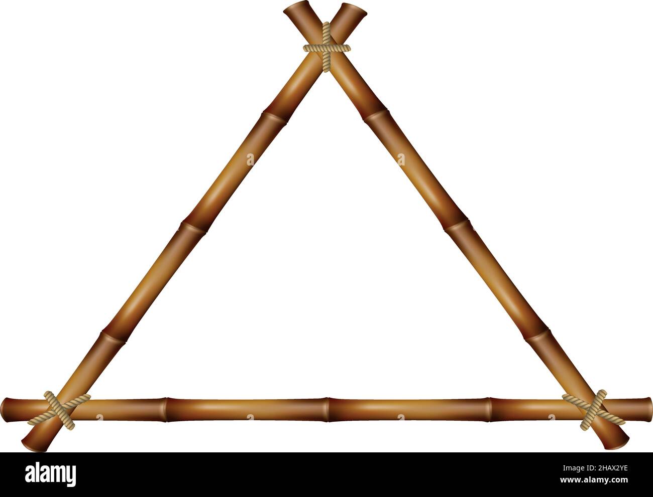 Triangle bamboo frame. Wooden stick decorative border Stock Vector ...