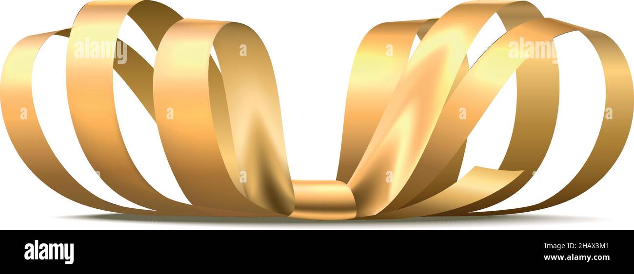 Gift bow ribbon. Realistic satin golden bands Stock Vector Image & Art ...