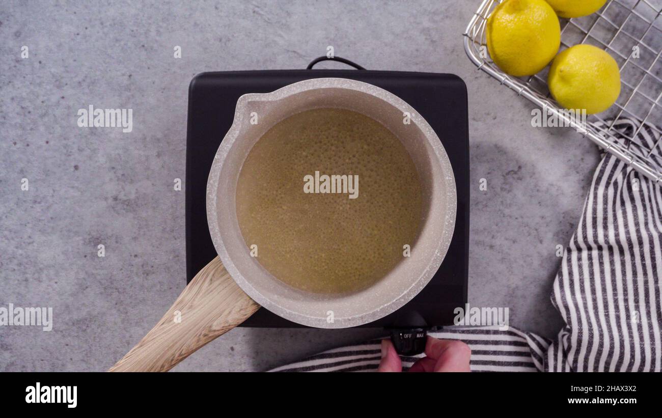 Flat lay cooking cake syrup hi-res stock photography and images - Alamy