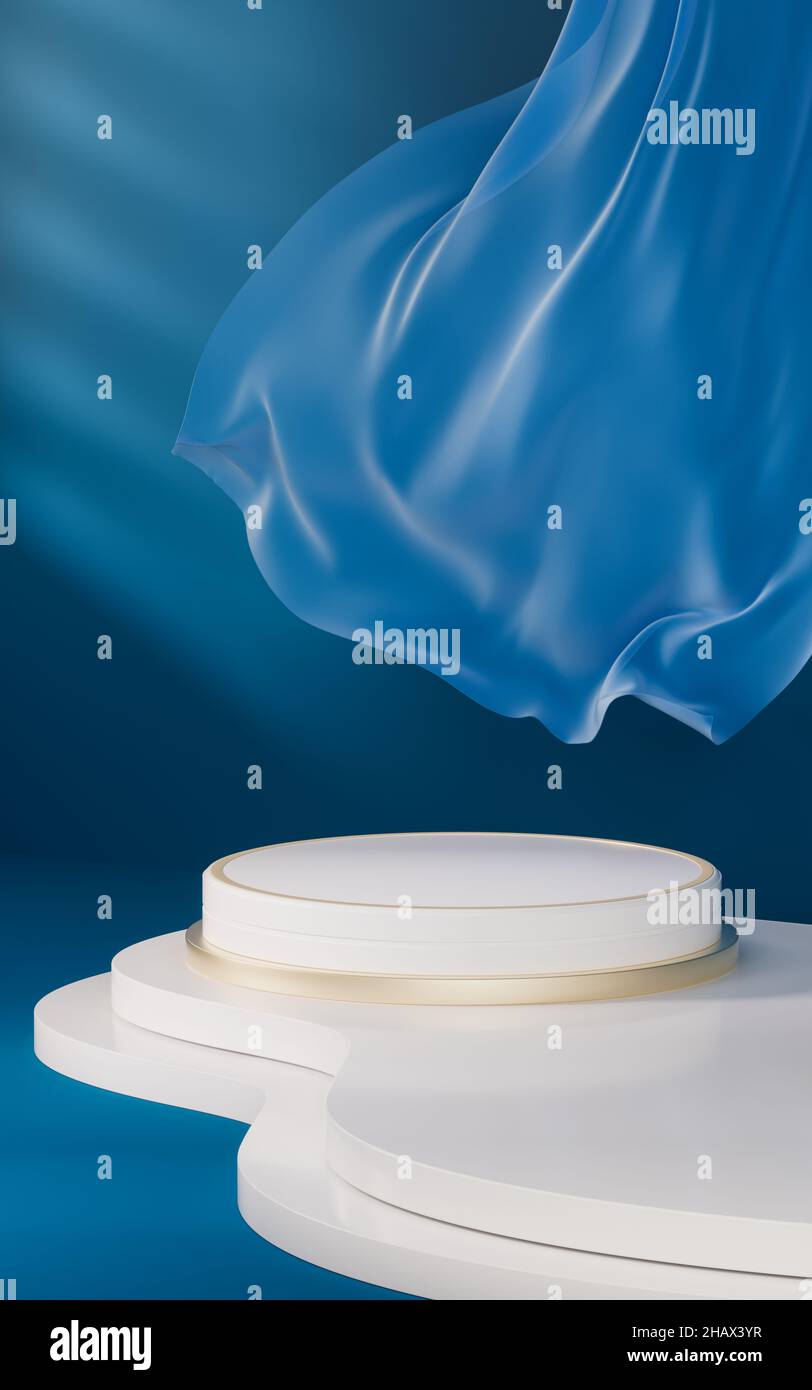 Empty stage with blue Chinese style background, 3d rendering. Computer ...