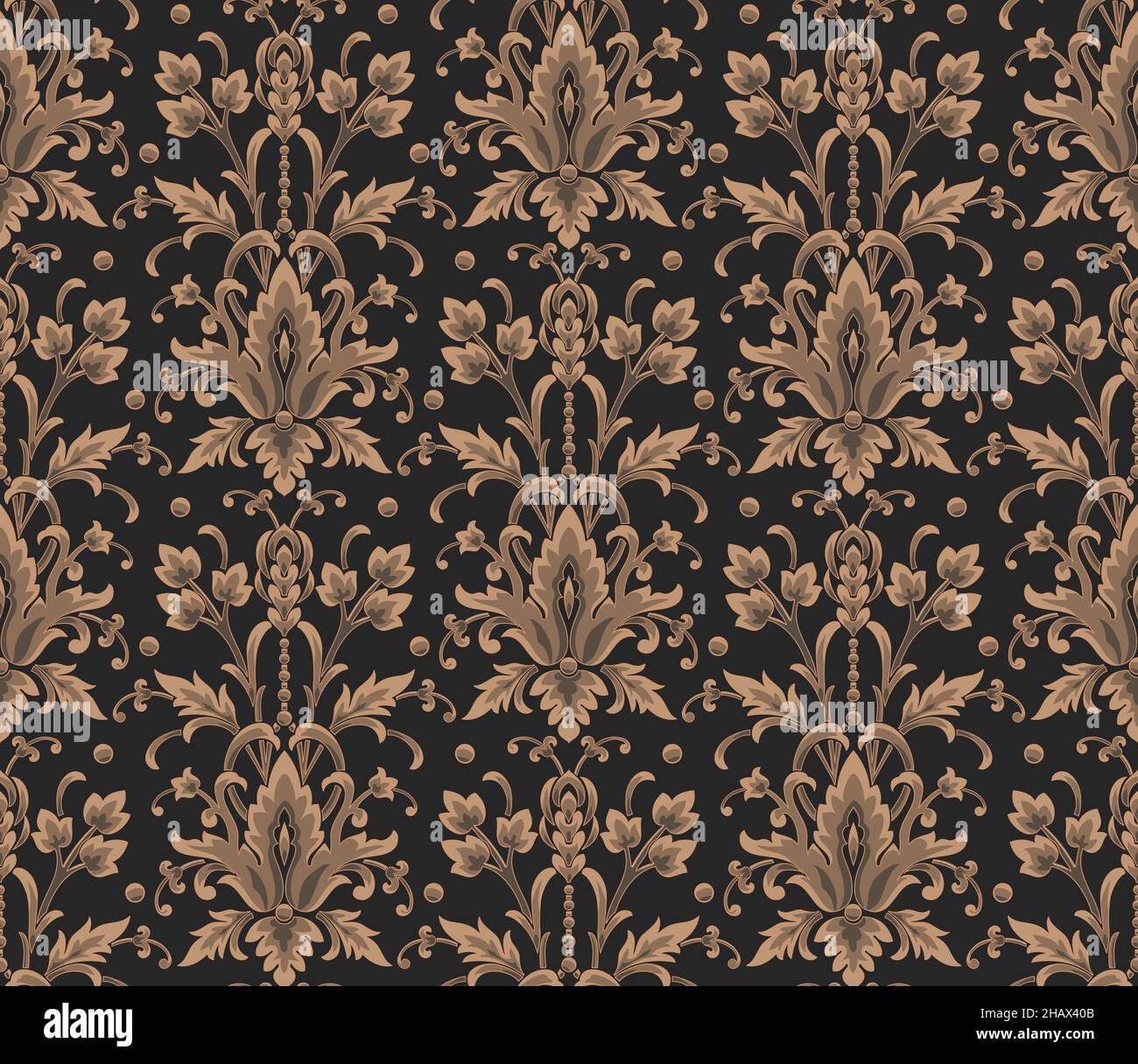 Damask seamless pattern element. Vector floral damask ornament vintage ...
