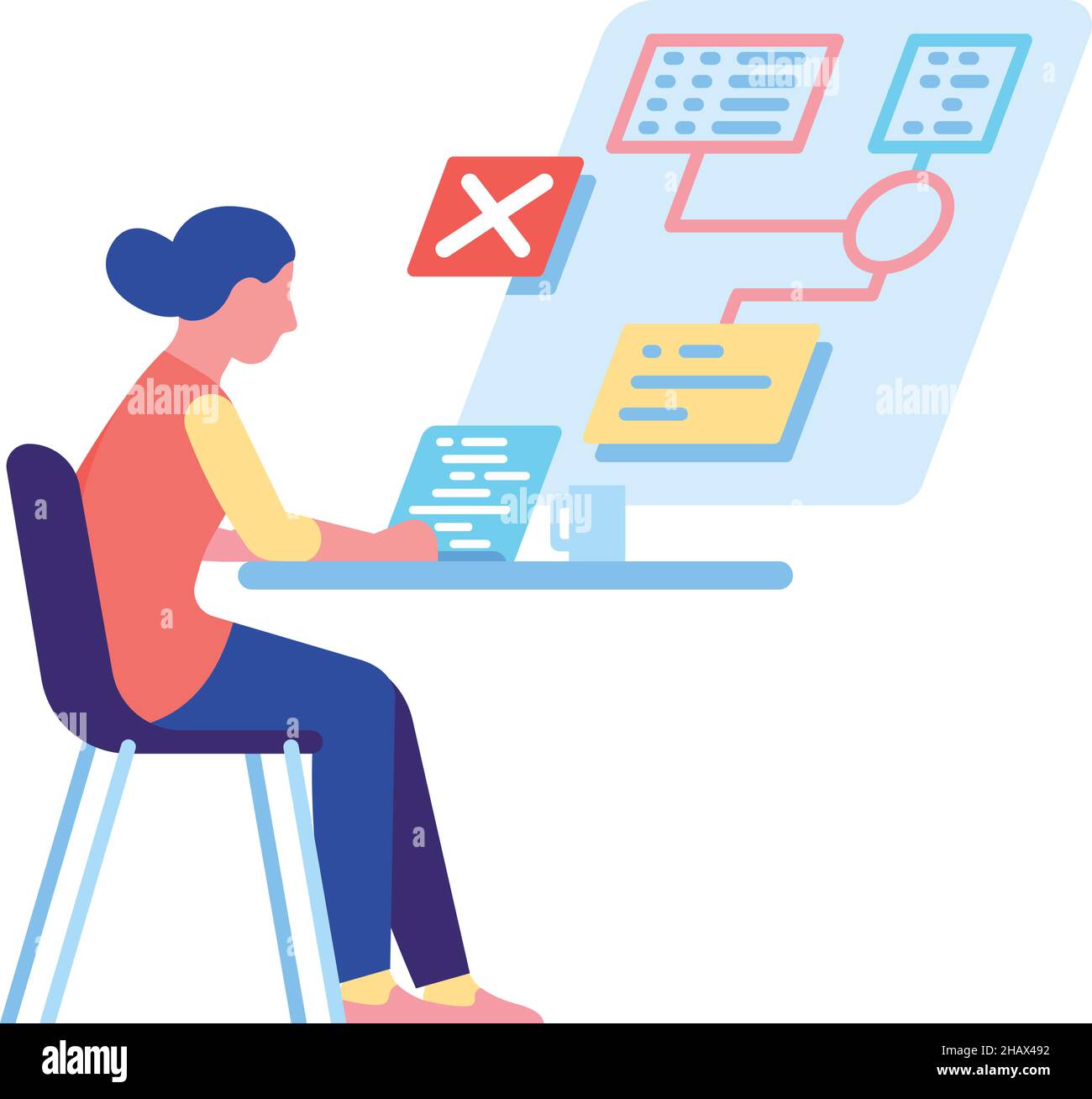 Woman programmer fixing bug. Girl working with code Stock Vector Image ... Woman programmer fixing bug. Girl working with code Stock Vector Image ...