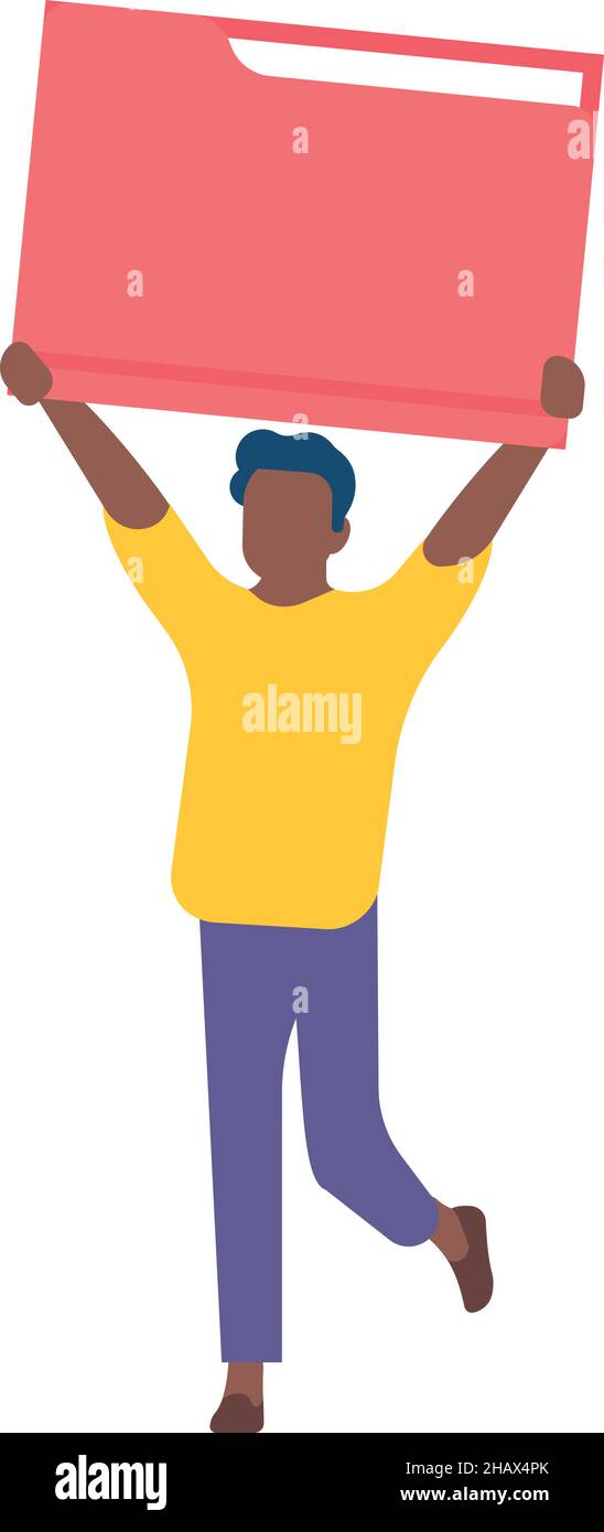 Guy carrying giant document folder. Man with file symbol Stock Vector ...