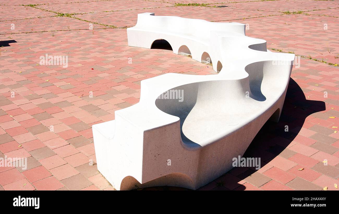 Strange bench in a park in Hospitalet de Llobregat, Barcelona ...
