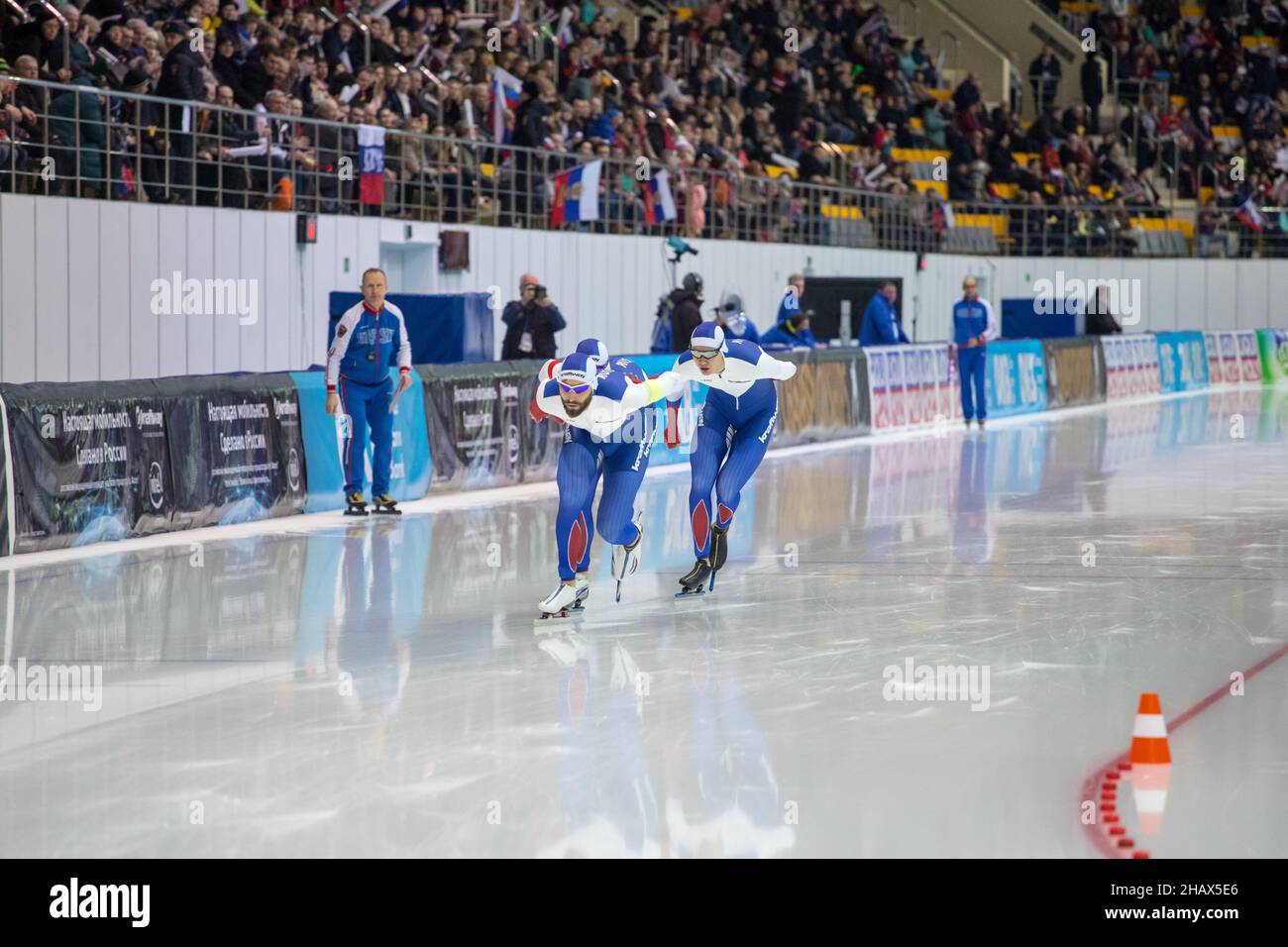 ISU European Speed Skating Championships. Athlete on ice. Classic speed ...