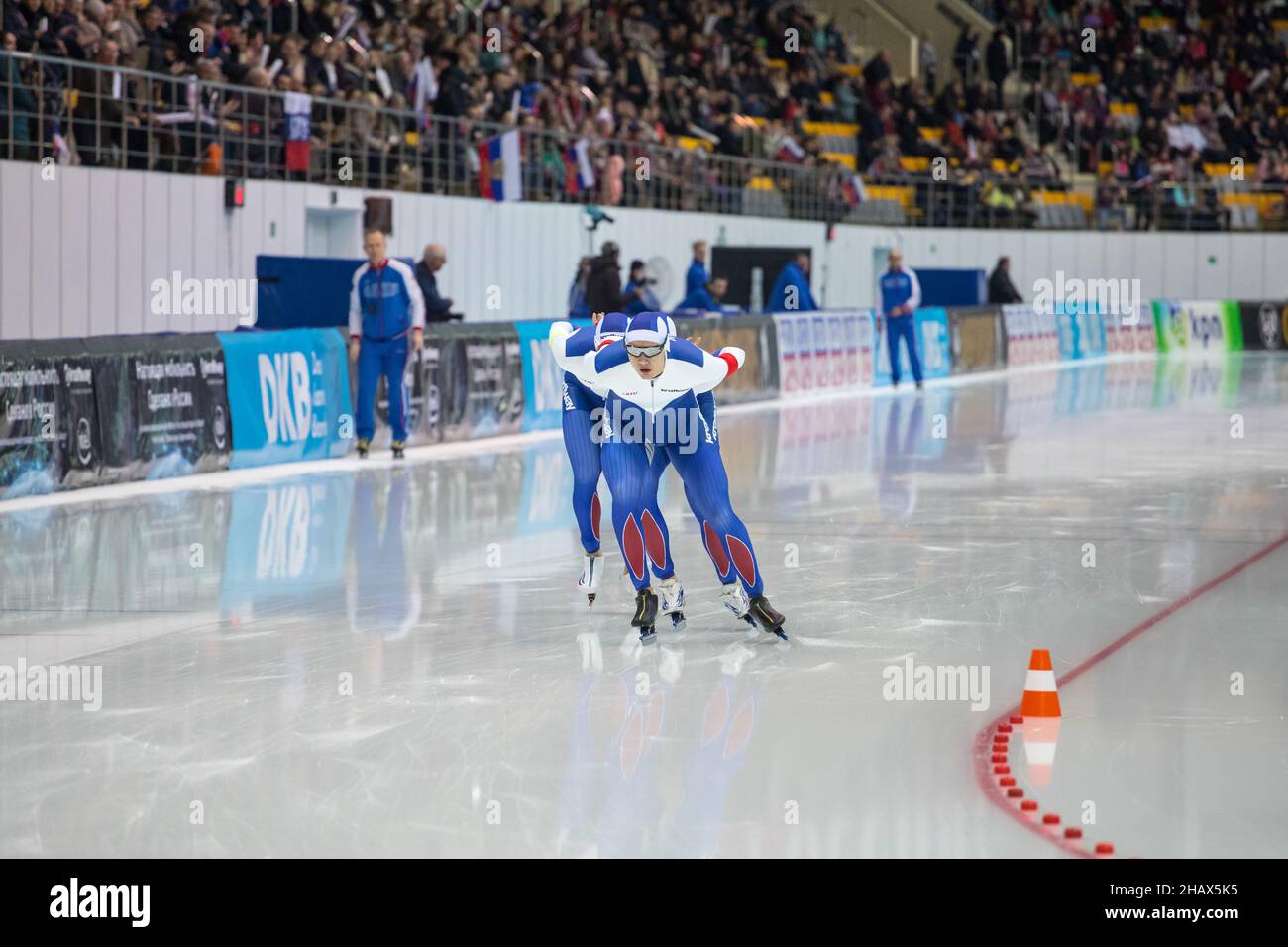 ISU European Speed Skating Championships. Athlete on ice. Classic speed ...
