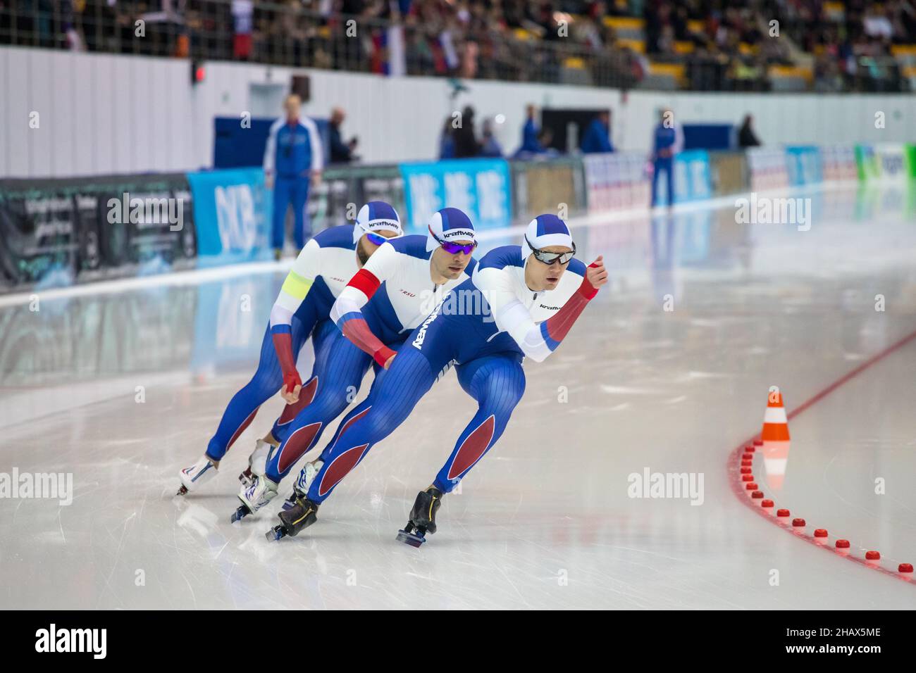 ISU European Speed Skating Championships. Athlete on ice. Classic speed ...