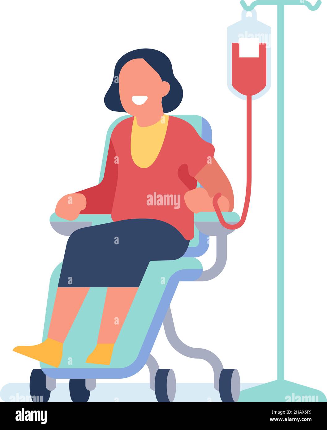 Woman donating blood. Smiling donor on hospital bed Stock Vector Image ...