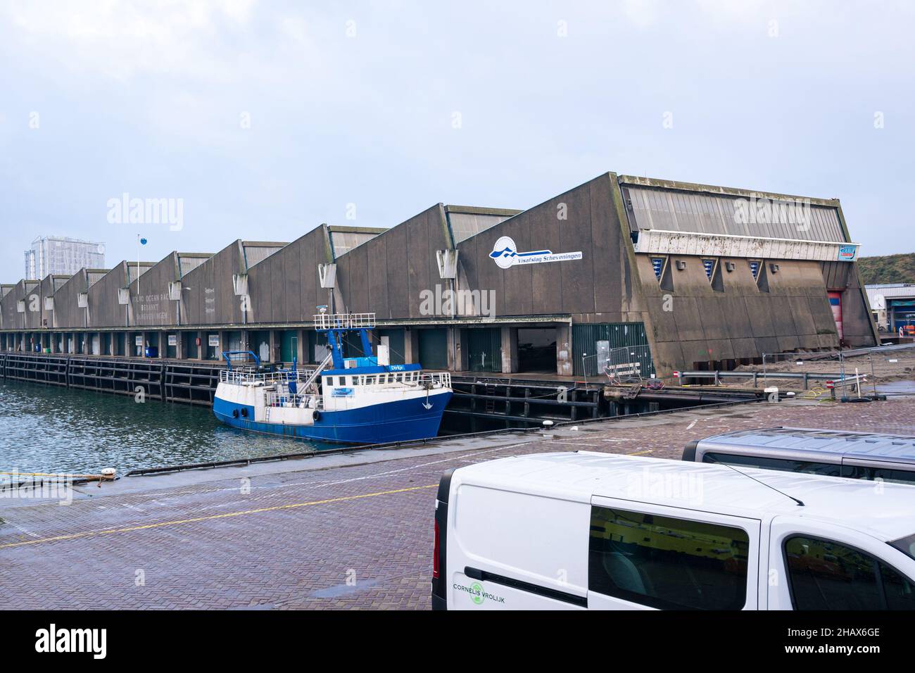 Building of the fish auction in the fishing village of Scheveningen ...