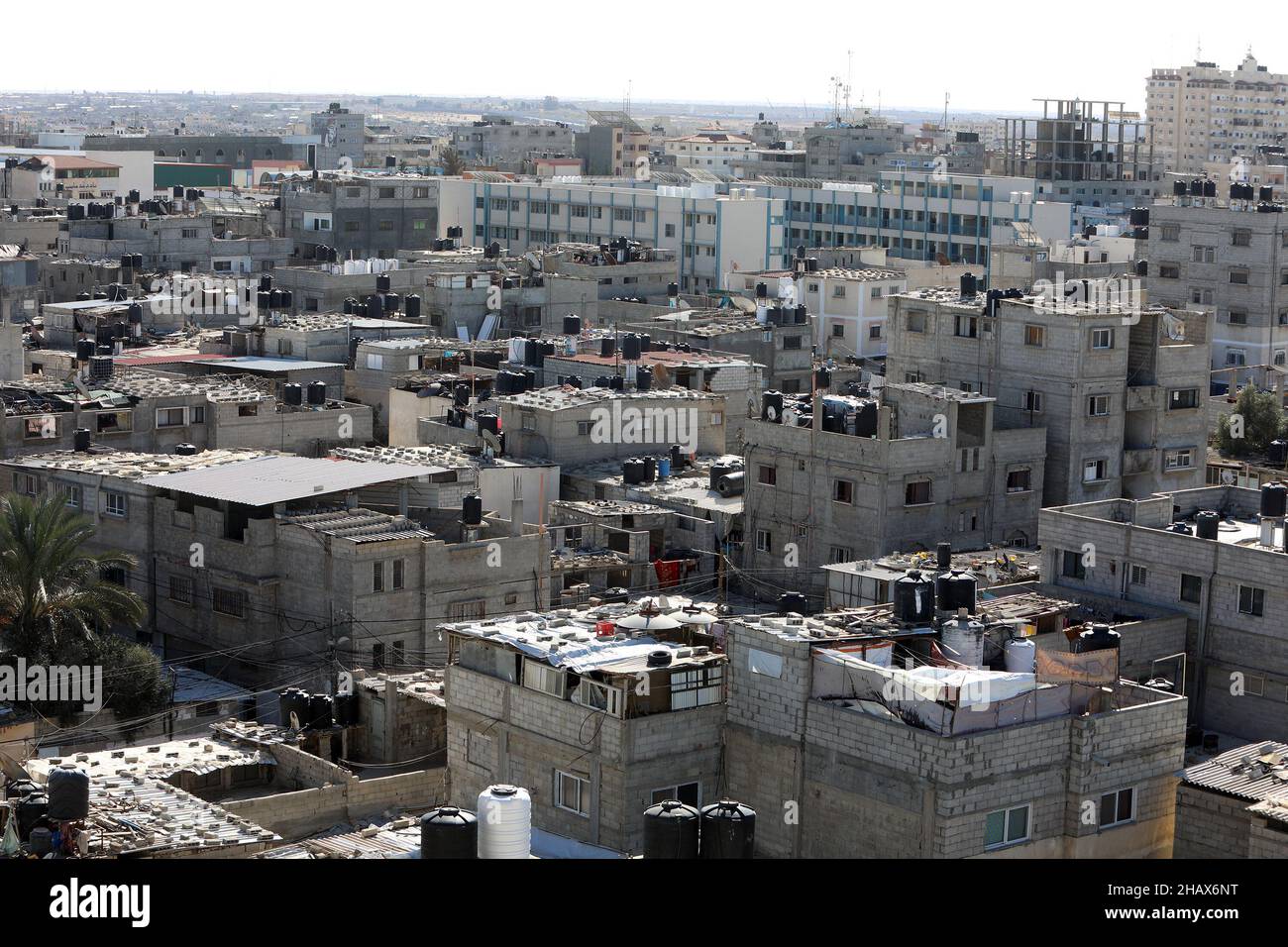 General view of Palestinian homes and buildings in the Rafah refugee ...