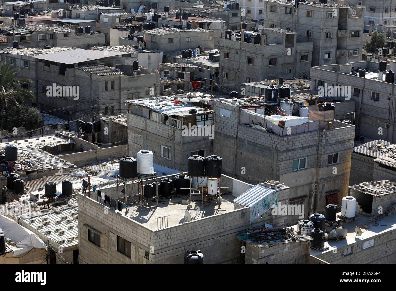General view of Palestinian homes and buildings in the Rafah refugee ...