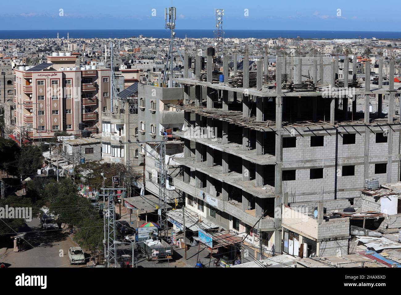 General view of Palestinian homes and buildings in the Rafah refugee ...
