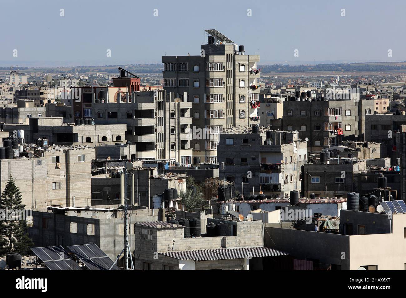 General view of Palestinian homes and buildings in the Rafah refugee ...