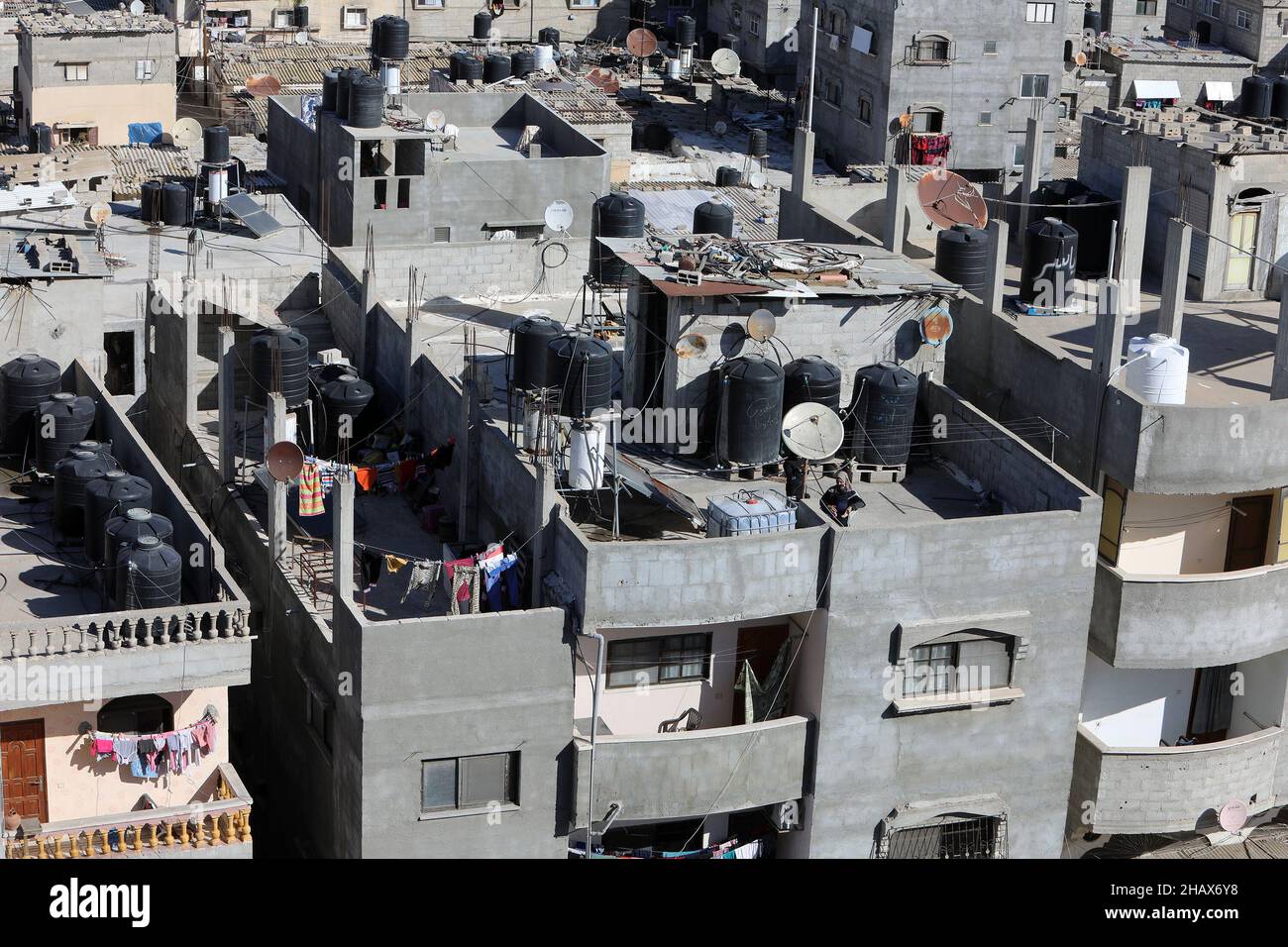 General view of Palestinian homes and buildings in the Rafah refugee ...
