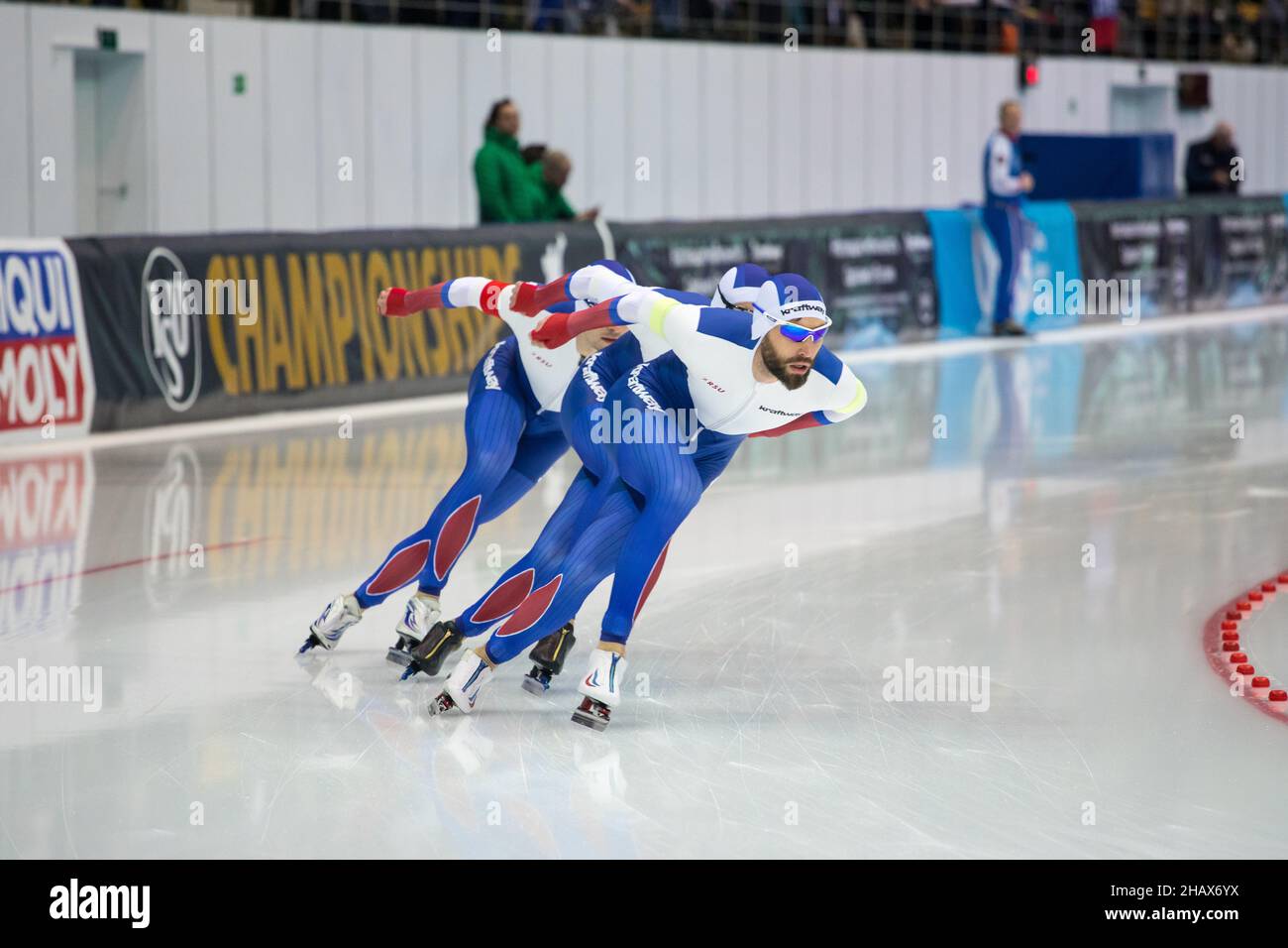 ISU European Speed Skating Championships. Athlete on ice. Classic speed ...