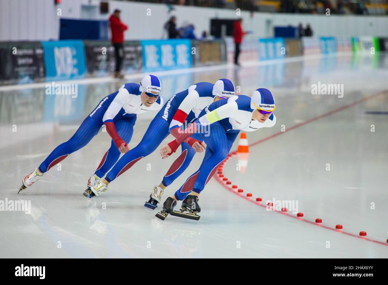 ISU European Speed Skating Championships. Athlete on ice. Classic speed ...
