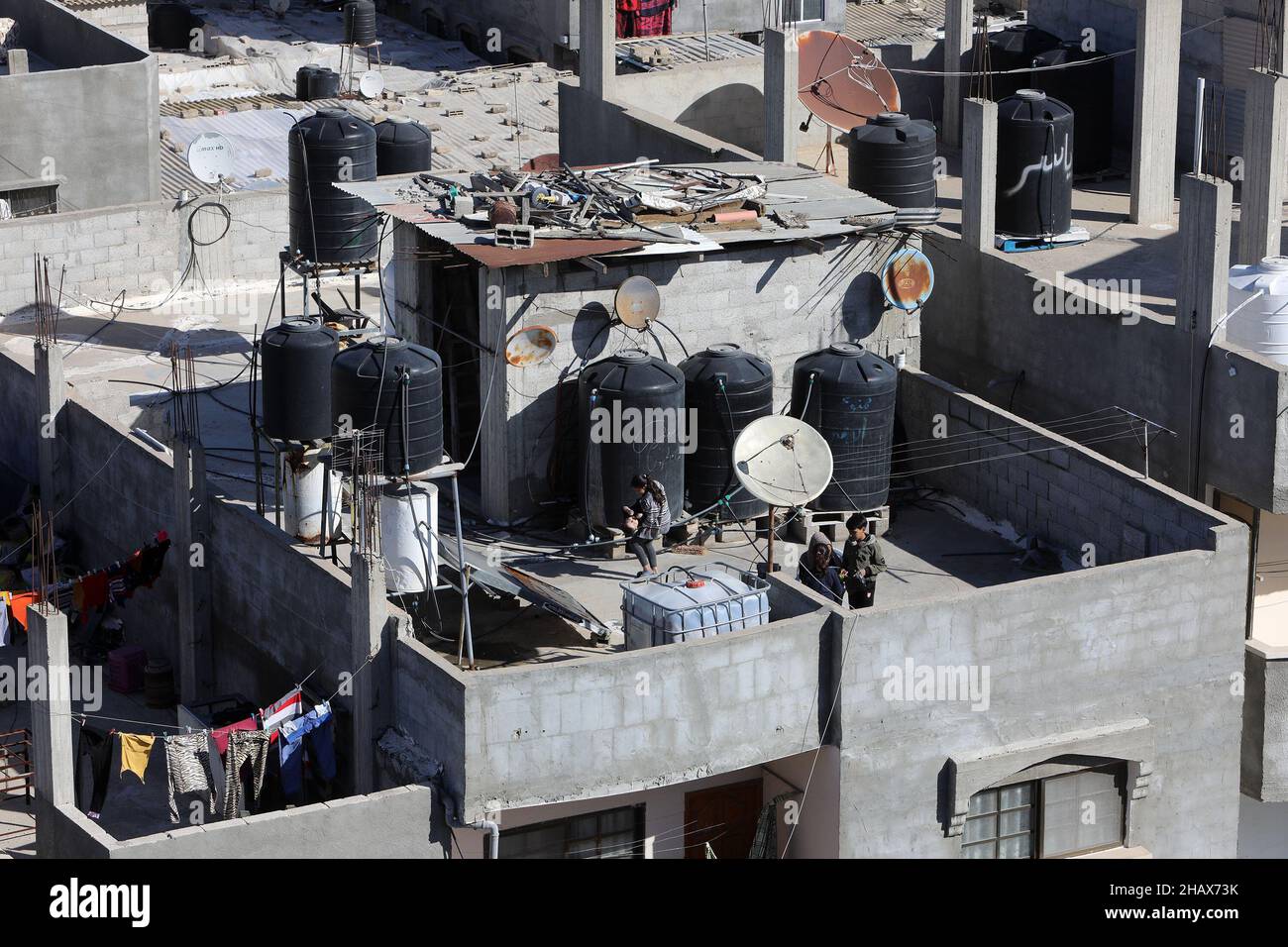General view of Palestinian homes and buildings in the Rafah refugee ...