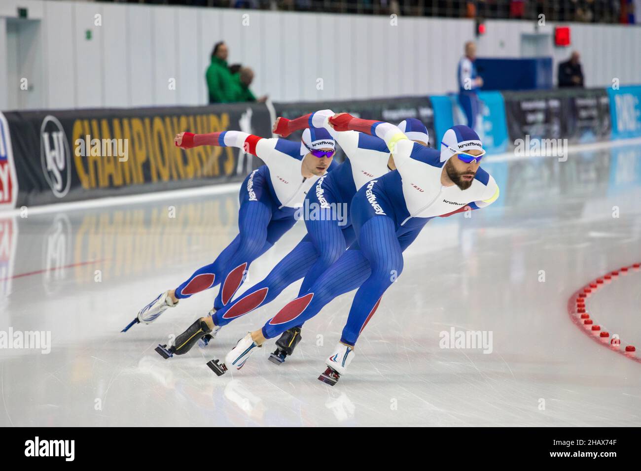 ISU European Speed Skating Championships. Athlete on ice. Classic speed ...