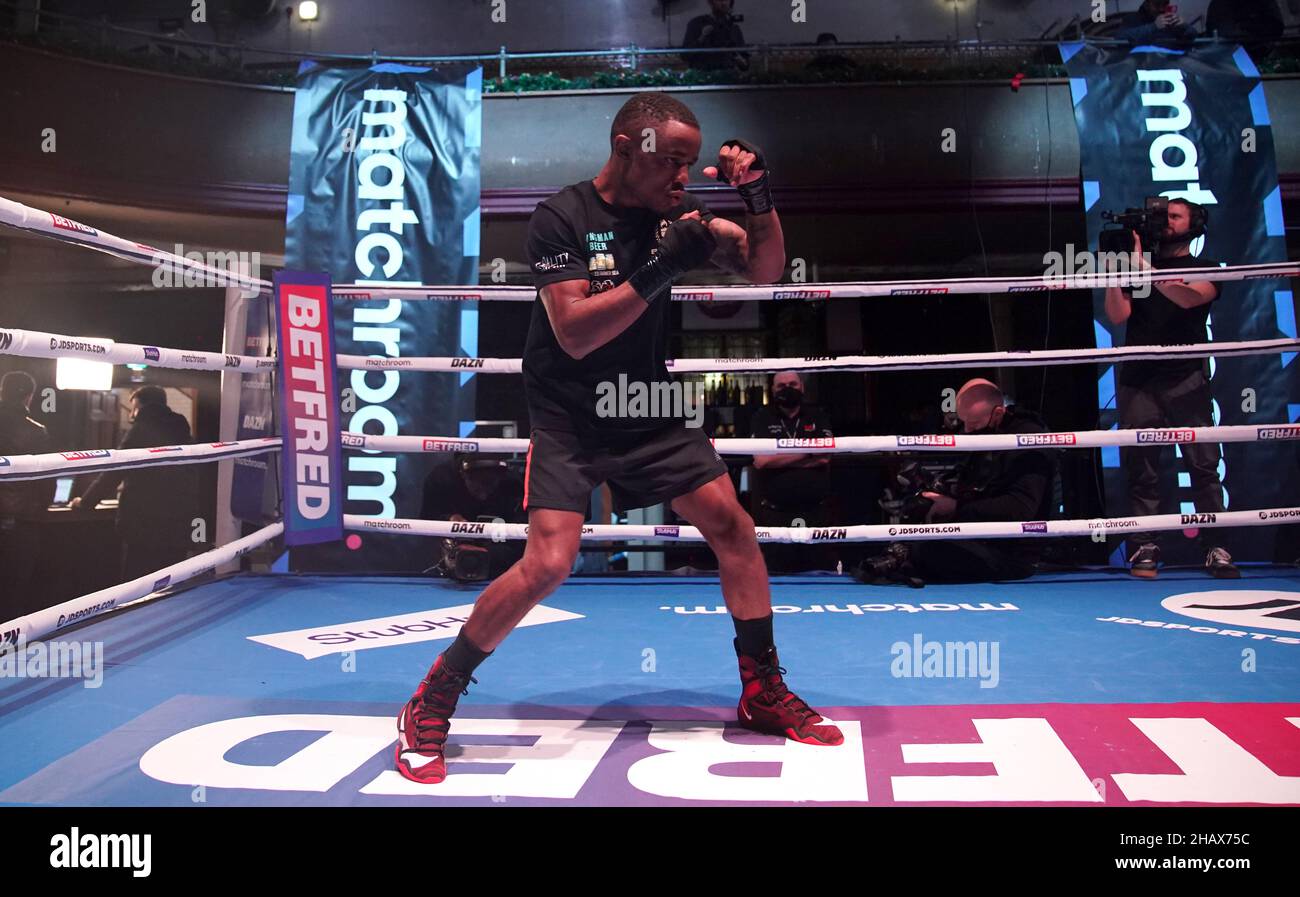 Bruno Tarimo during the public workout at the Albert Hall, Manchester ...