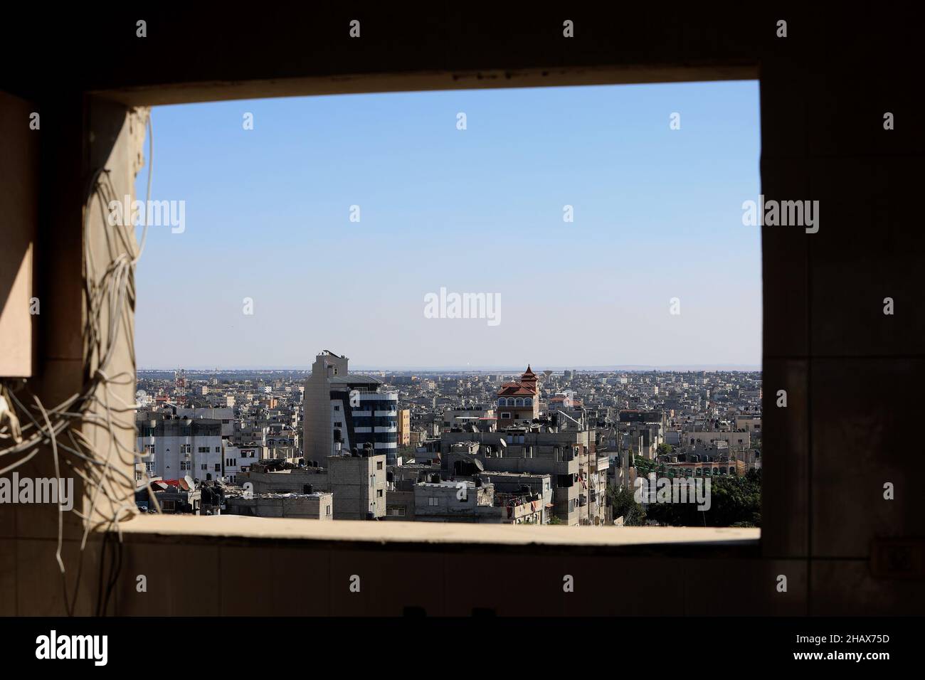 General view of Palestinian homes and buildings in the Rafah refugee ...