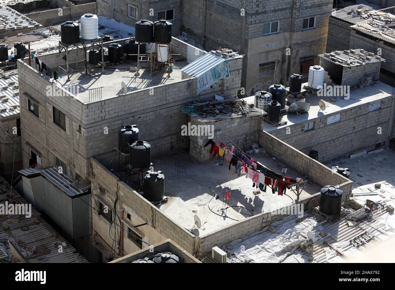General view of Palestinian homes and buildings in the Rafah refugee ...