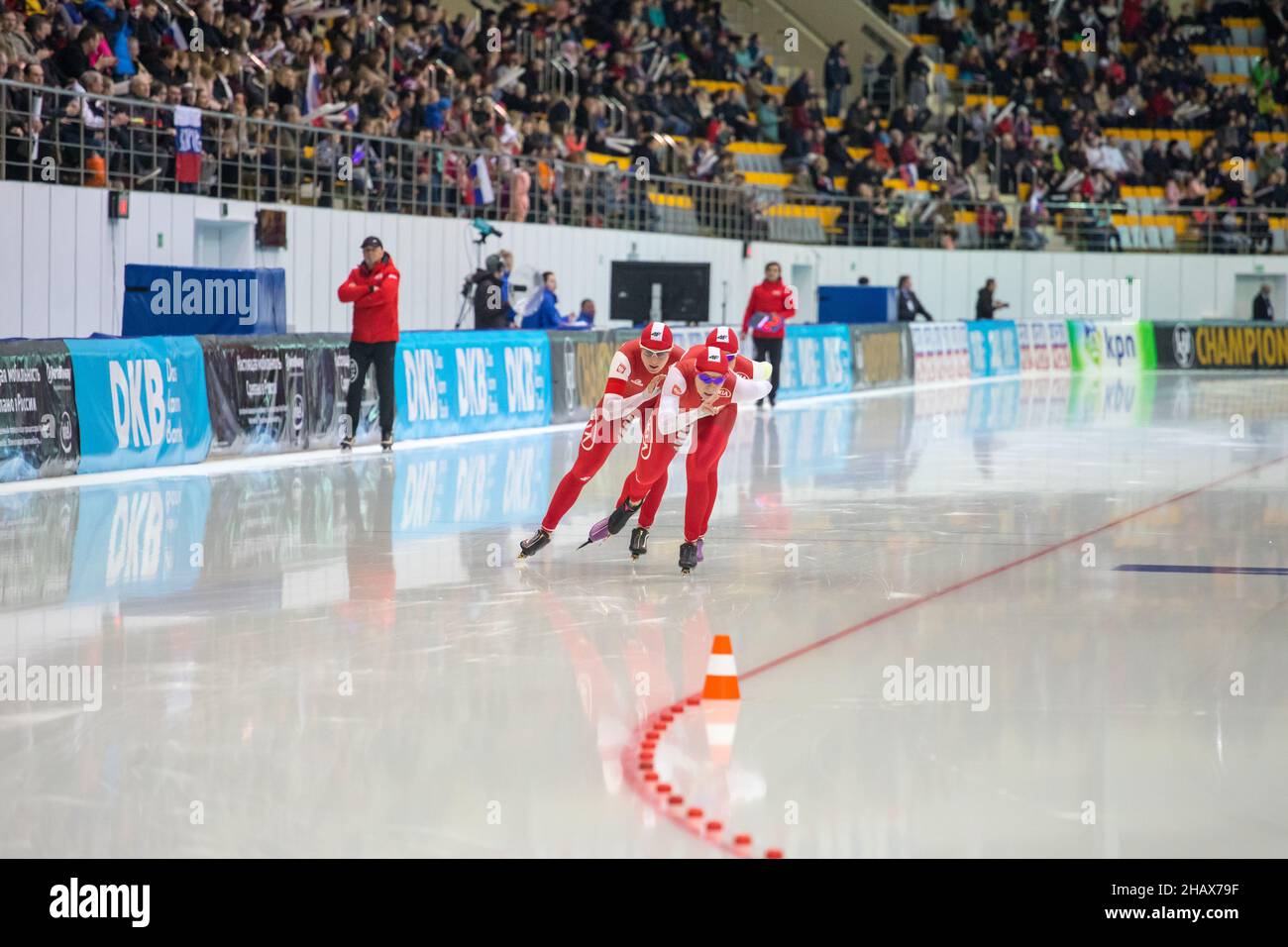 ISU European Speed Skating Championships. Athlete on ice. Classic speed ...