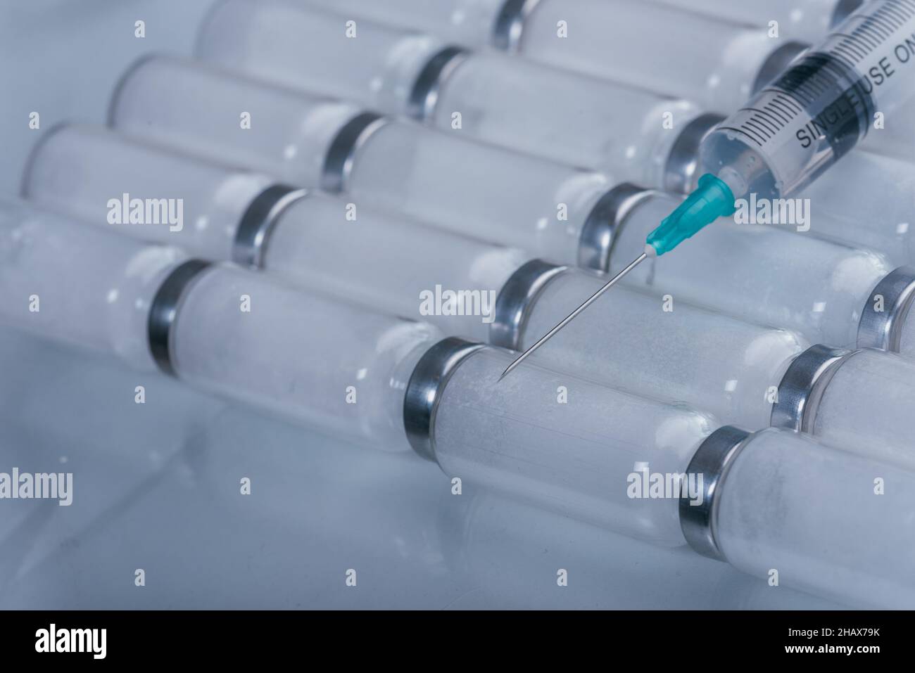 Medicine, Injection, vaccine and disposable syringe, drug concept ...