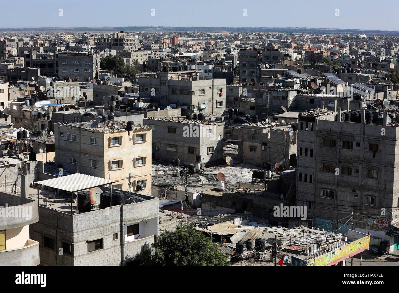 General view of Palestinian homes and buildings in the Rafah refugee ...
