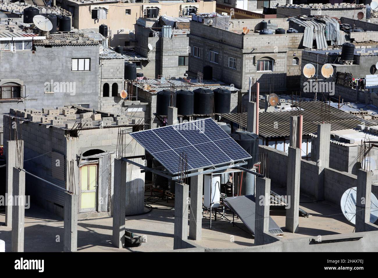 General view of Palestinian homes and buildings in the Rafah refugee ...
