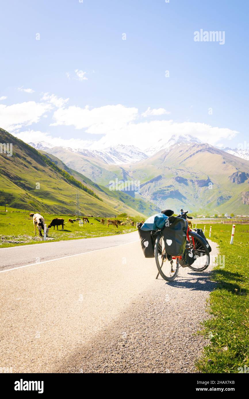 Biker on a cycling tour in the countryside hi-res stock photography and ...