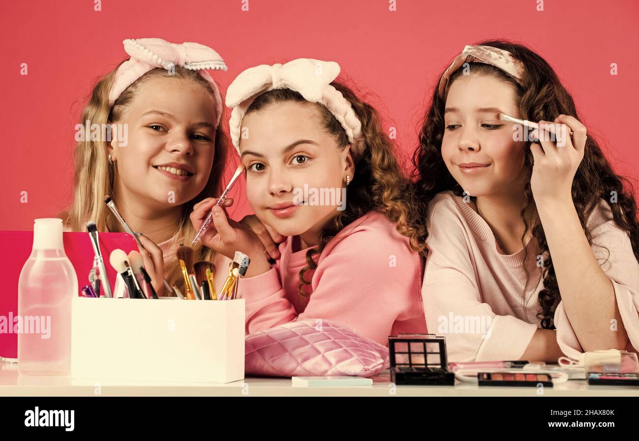 Cosmetics for children. Beauty salon. Play with cosmetics. Spa party ...