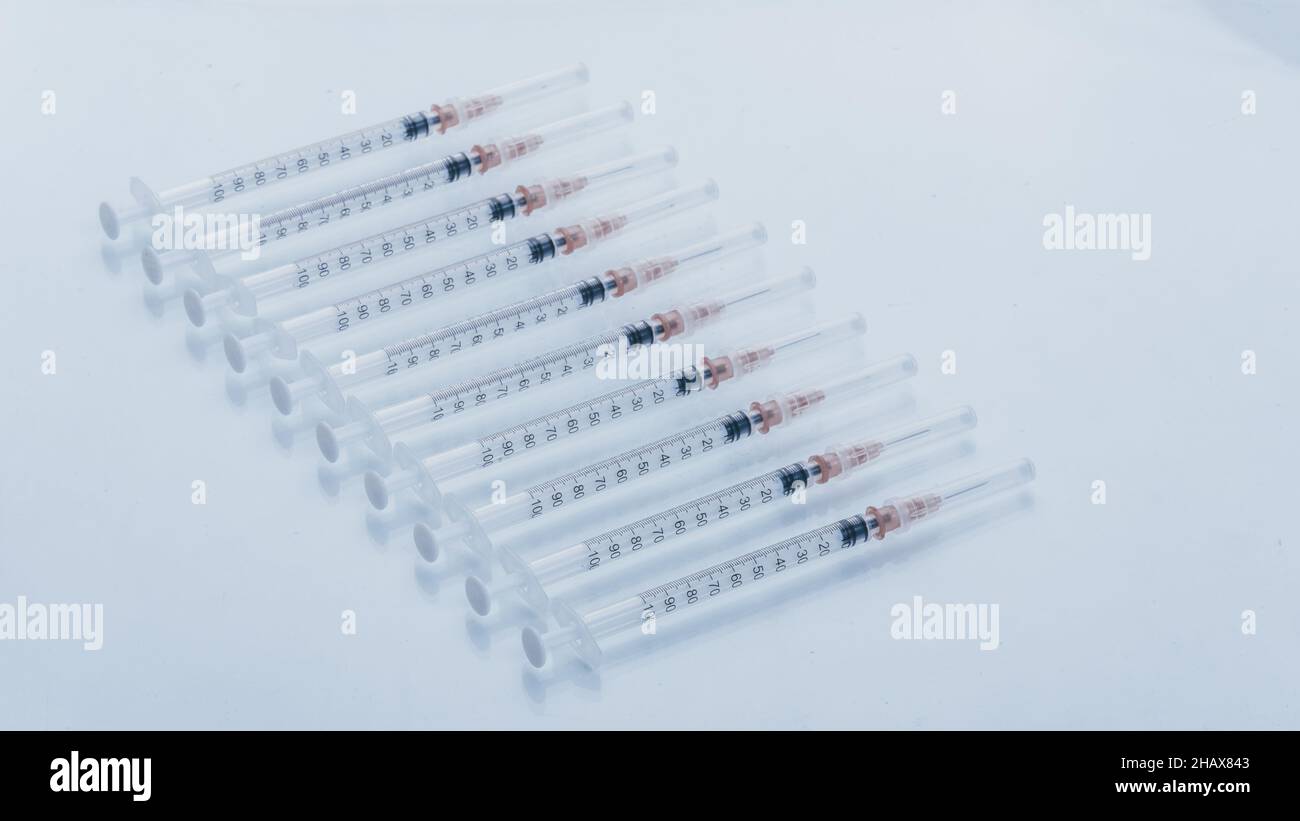 Medicine, Injection, vaccine and disposable syringe isolated, drug ...