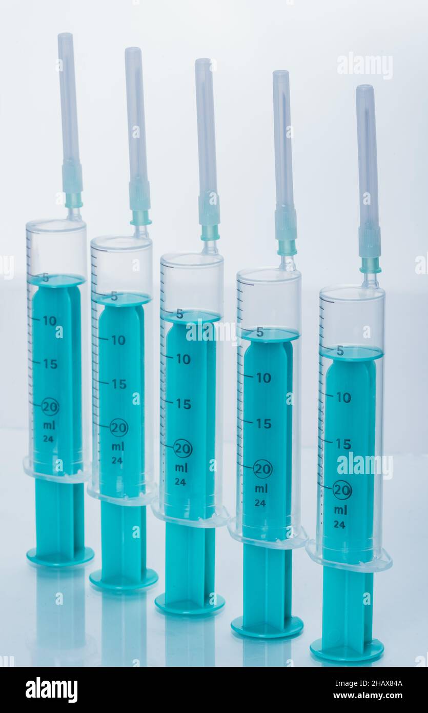 Medicine, Injection, vaccine and disposable syringe isolated, drug ...