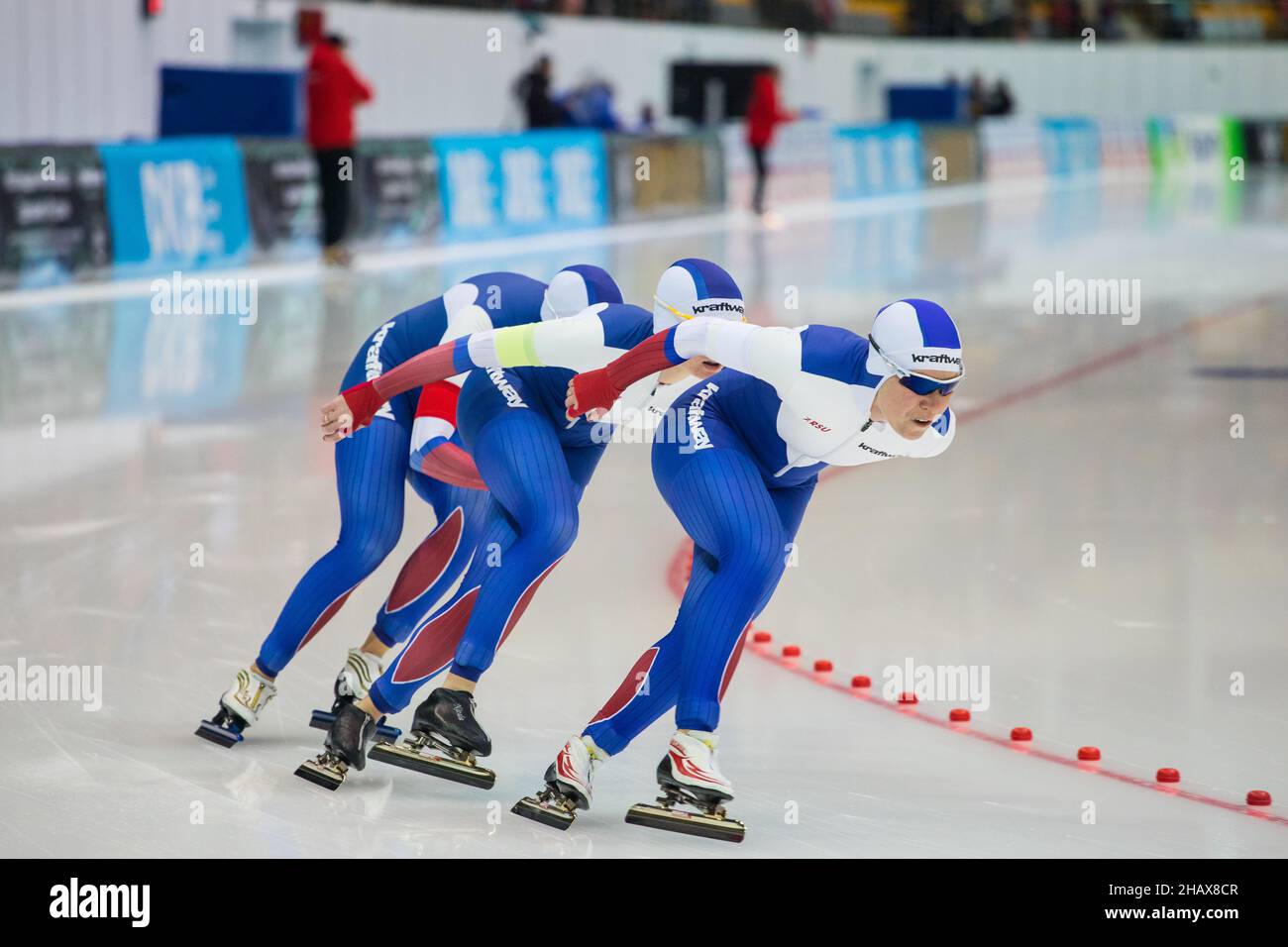 ISU European Speed Skating Championships. Athlete on ice. Classic speed ...