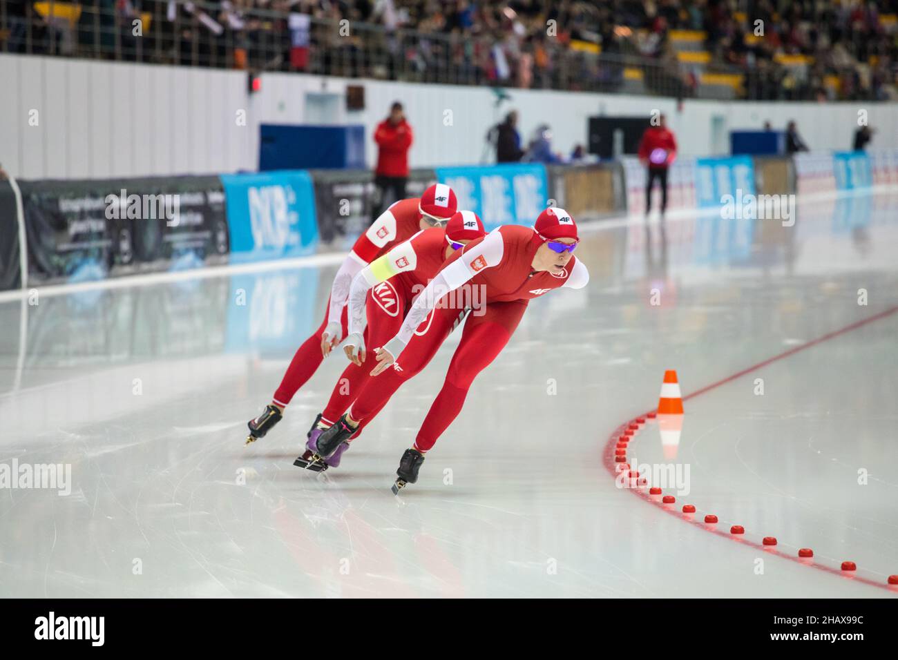 ISU European Speed Skating Championships. Athlete on ice. Classic speed ...