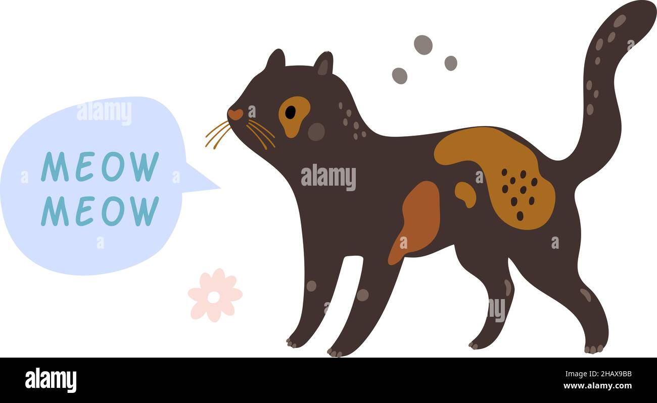 Cat says meow. Funny pet animal talking Stock Vector Image & Art - Alamy