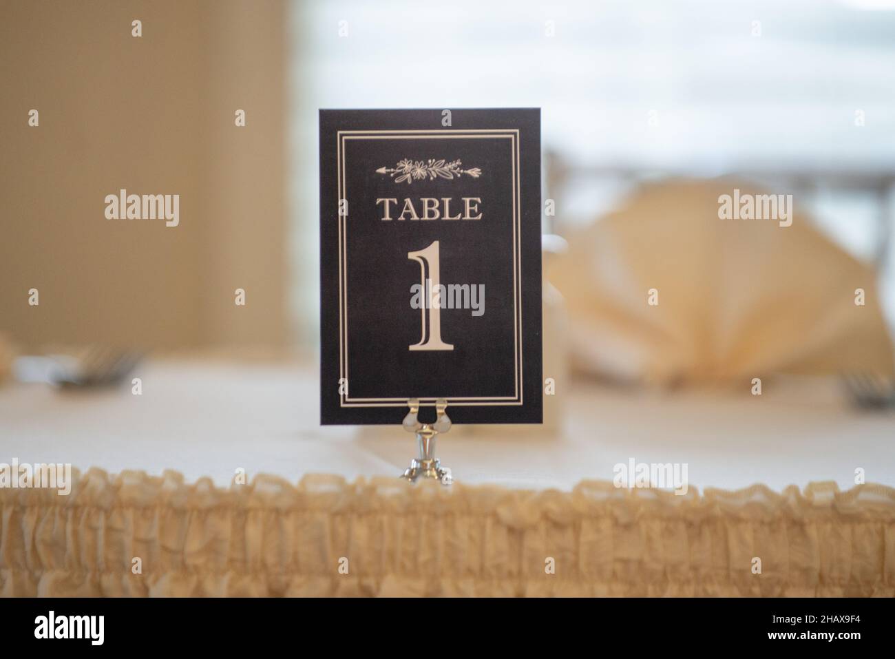 Table One seating sign at wedding reseption dinner Stock Photo - Alamy