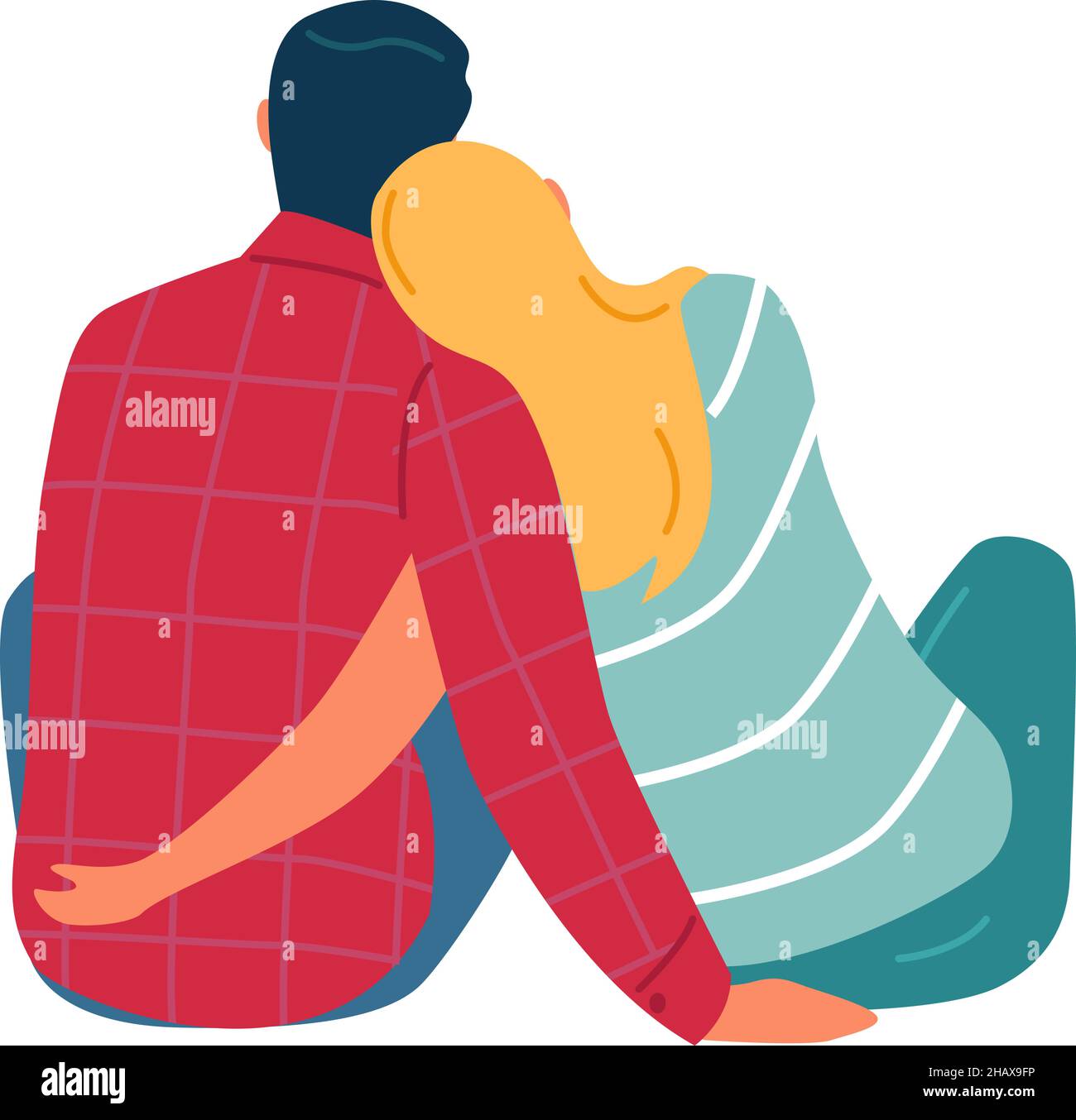 Back view young embracing couple Stock Vector Images - Alamy